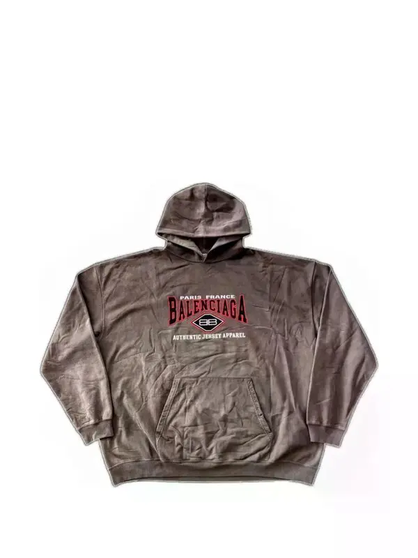 Balenciaga Embroidered Logo Hoodie - Brown