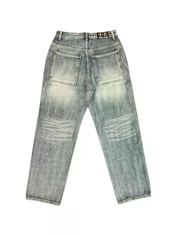 THUG CLUB Washed Effect Stud Embellished Jeans