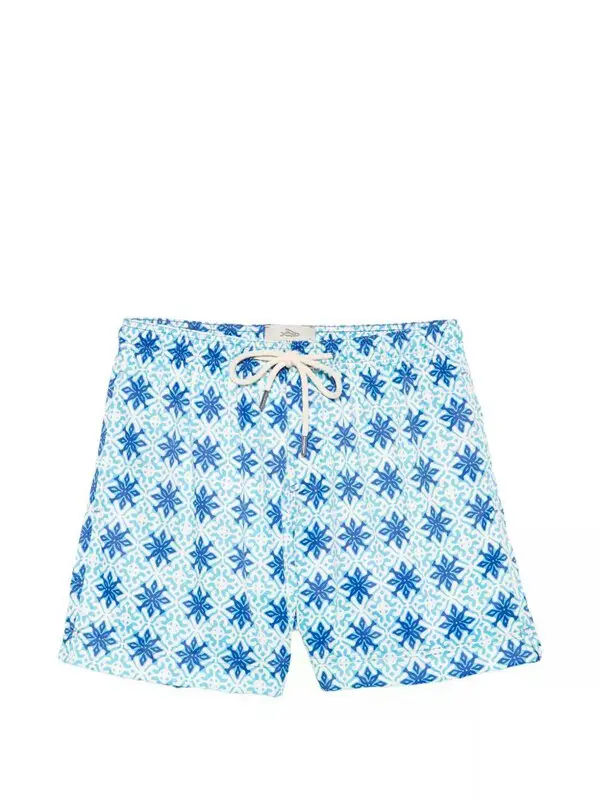 PENINSULA SWIMWEAR Geometric Print Drawstring Swim Shorts - Blue