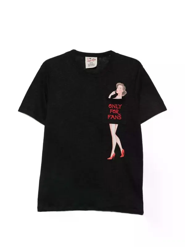 MC2 SAINT BARTH Ecstasea Print-detail Chest-pocket T-shirt - Black