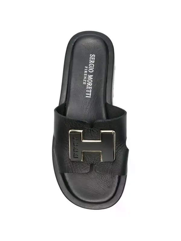 SERGIO MORETTI FIRENZE Logo Plaque Platform Sandals