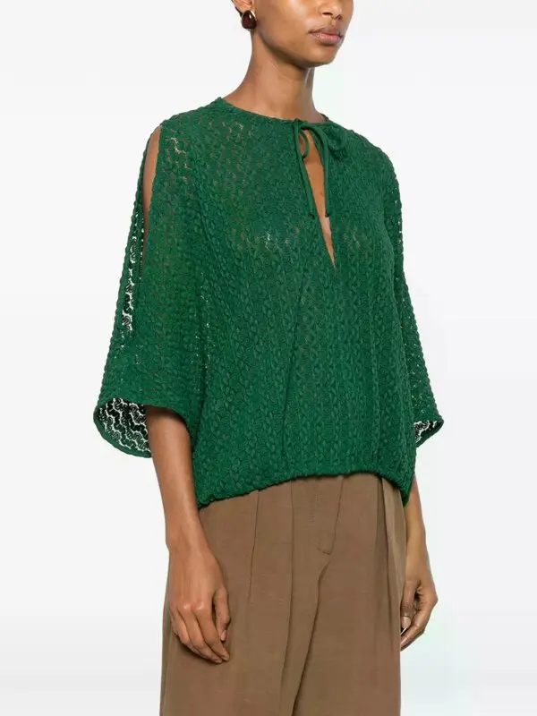 FISICO Lace-knit Slit-sleeve Top