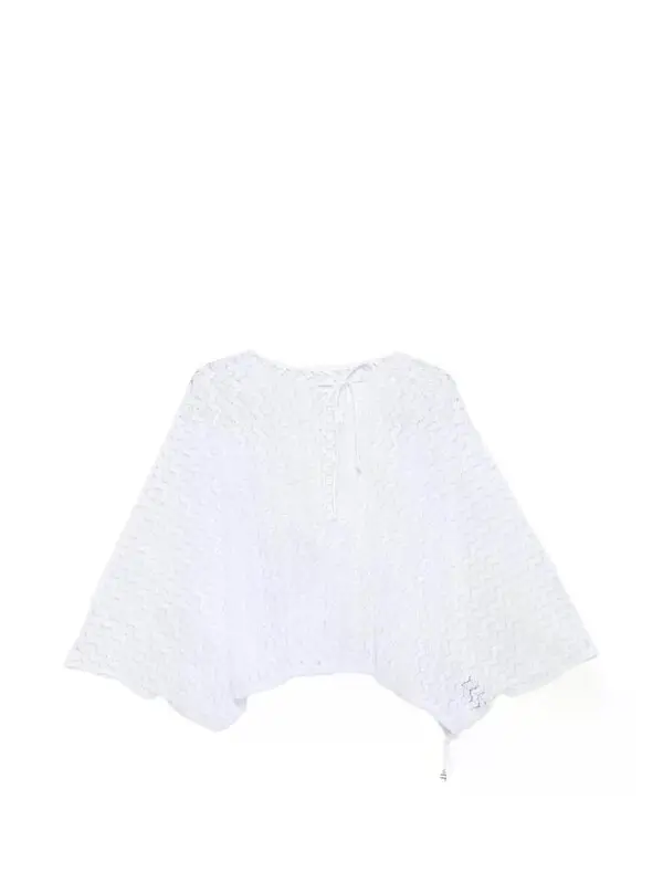 FISICO Crochet Knit Slit-sleeve Top