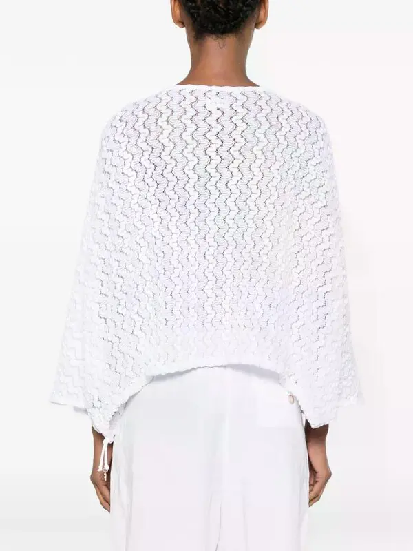 FISICO Crochet Knit Slit-sleeve Top
