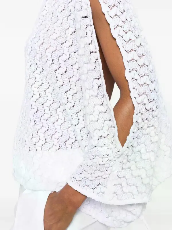 FISICO Crochet Knit Slit-sleeve Top