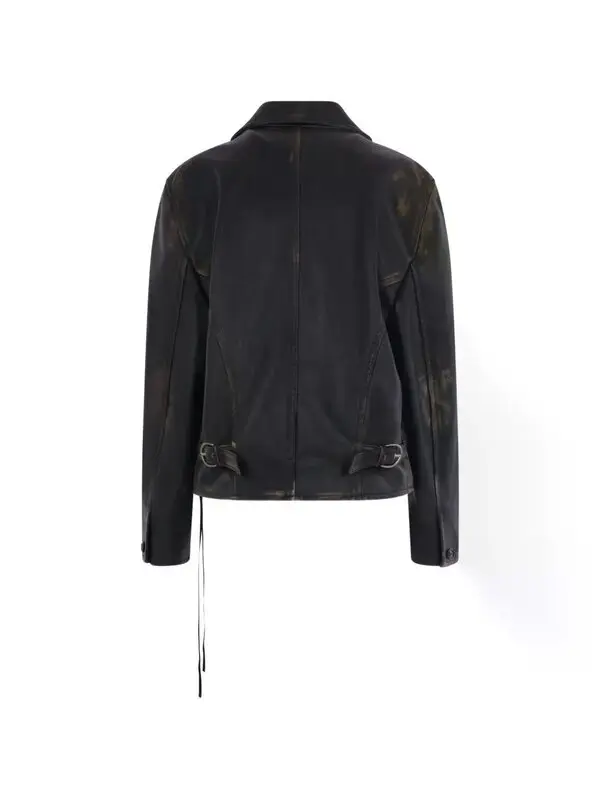 ANN DEMEULEMEESTER Malik Distressed Leather Jacket - Black