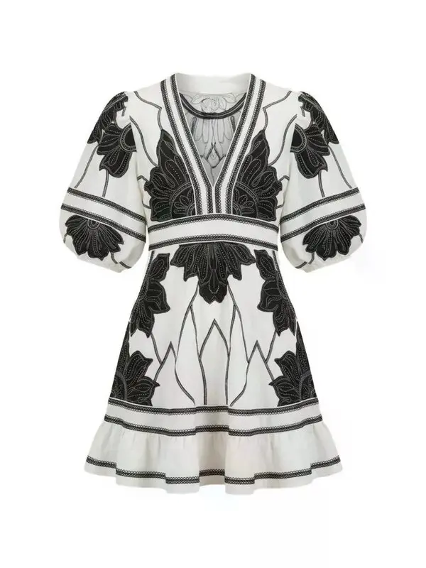 SCARLETT POPPIES Petal Whispers Embroidered Dress - White
