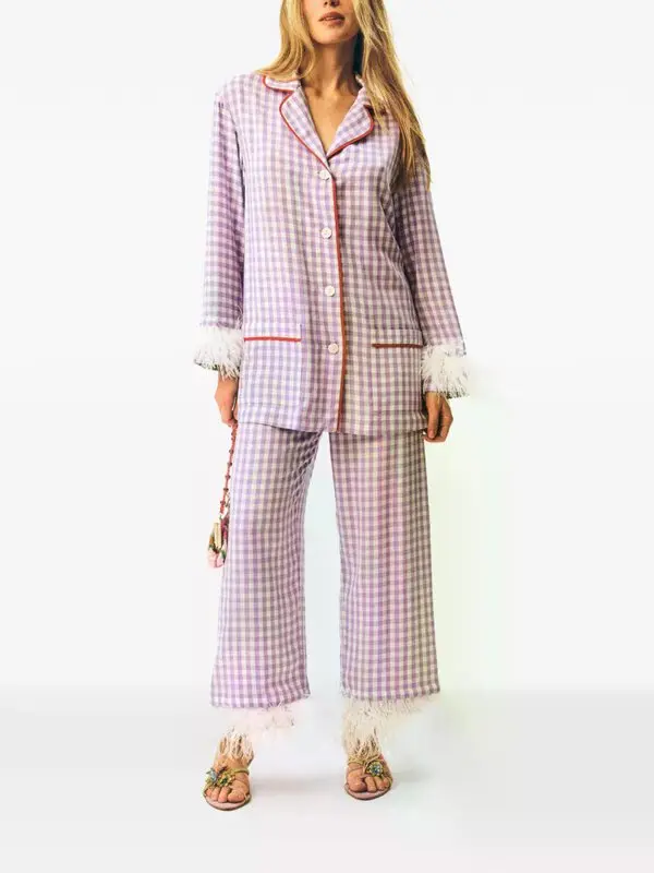 Sleeper Party Feather-trim Pajamas