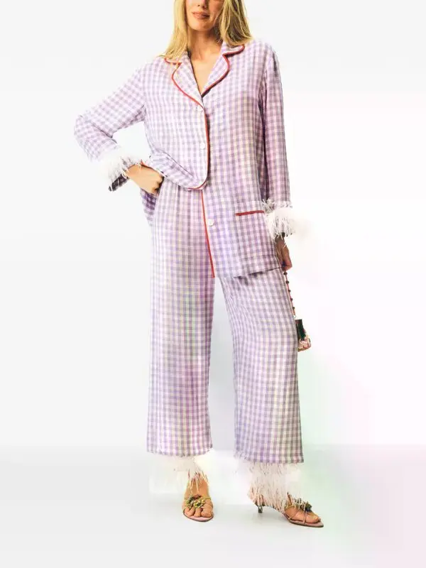 Sleeper Party Feather-trim Pajamas
