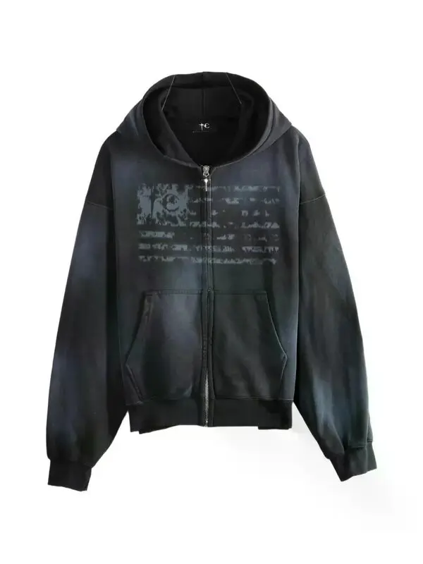 THUG CLUB Faded Effect Full-zip Hoodie