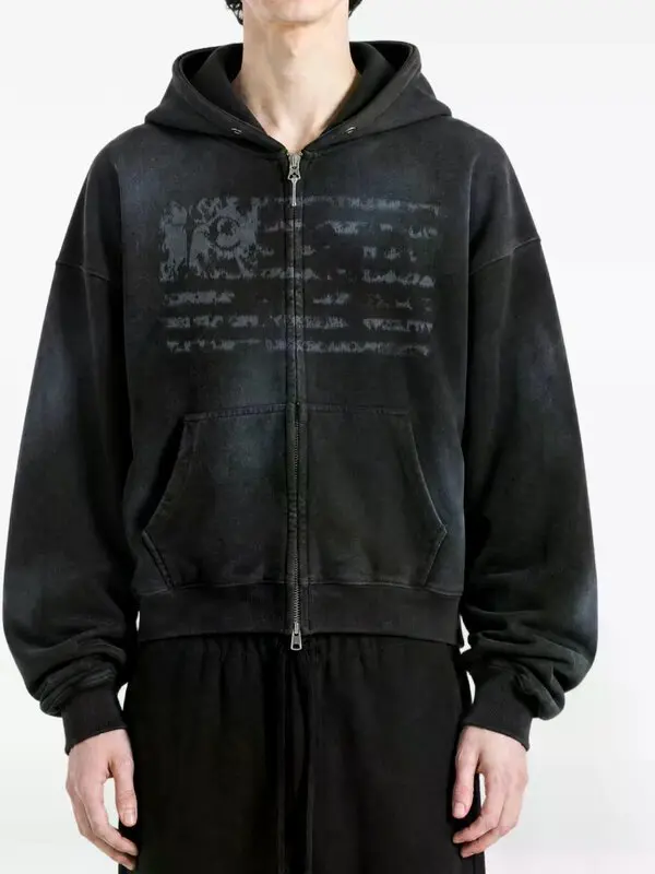 THUG CLUB Faded Effect Full-zip Hoodie