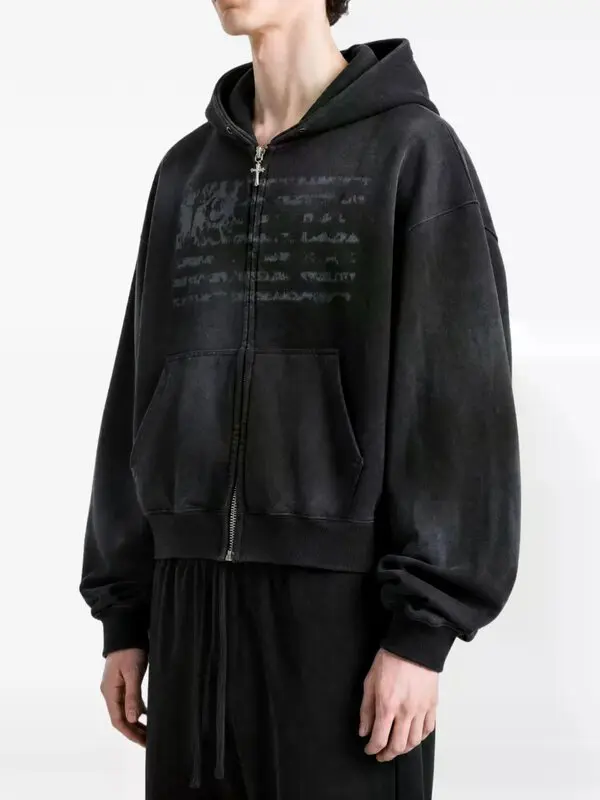 THUG CLUB Faded Effect Full-zip Hoodie