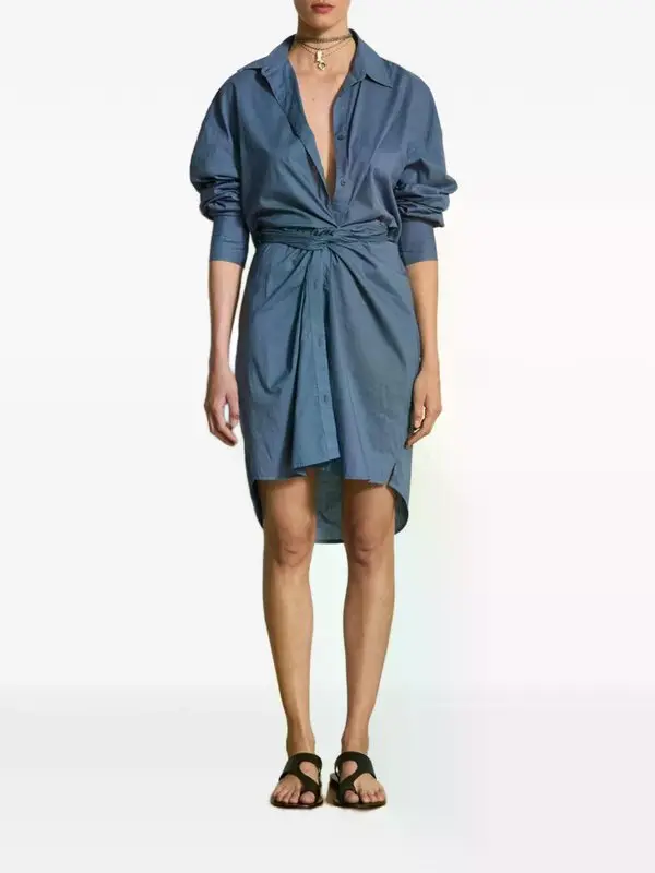 Mare Di Latte Lily Tie-waist Midi Shirt Dress - Blue