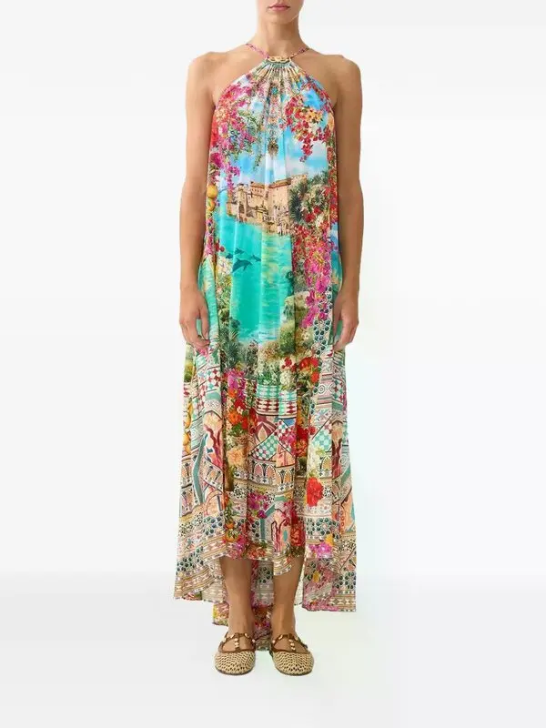 Camilla Embellished Printed Maxi Dress - Blue
