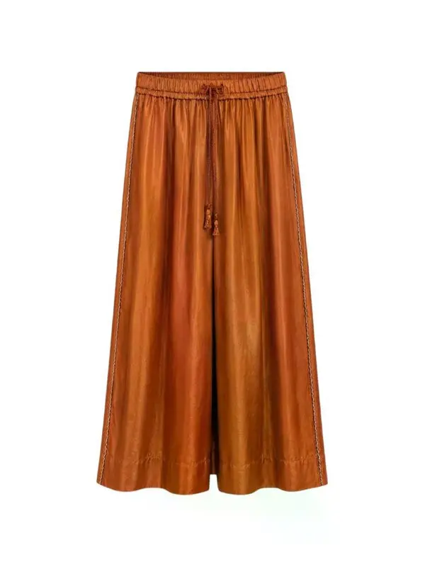 FORTE_FORTE Bronze Satin Drawstring Palazzo Pants