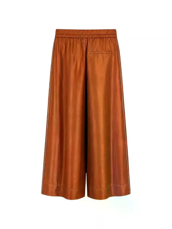 FORTE_FORTE Bronze Satin Drawstring Palazzo Pants