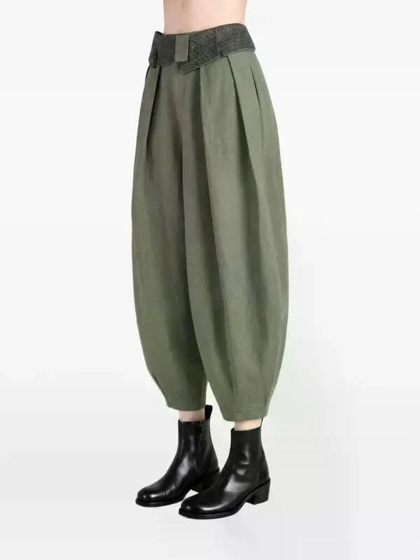 UMA WANG Pleated Tapered Cropped Trousers