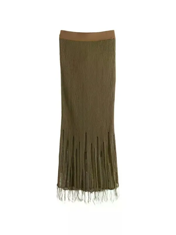 UMA WANG Ribbed Knit Distressed Skirt