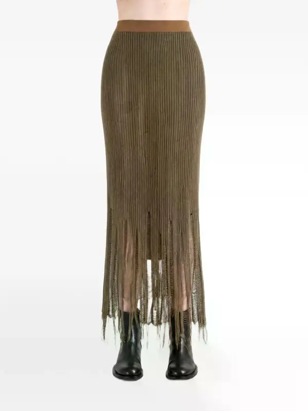 UMA WANG Ribbed Knit Distressed Skirt