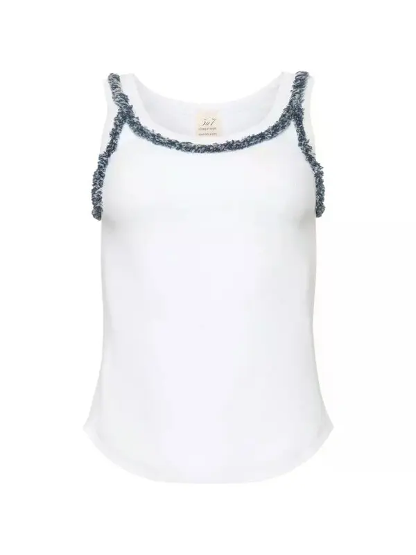 Cinq À Sept Fringe Trim Tank Top - White