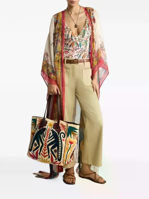 Etro Paisley-print Fringed Midi Dress - Neutrals