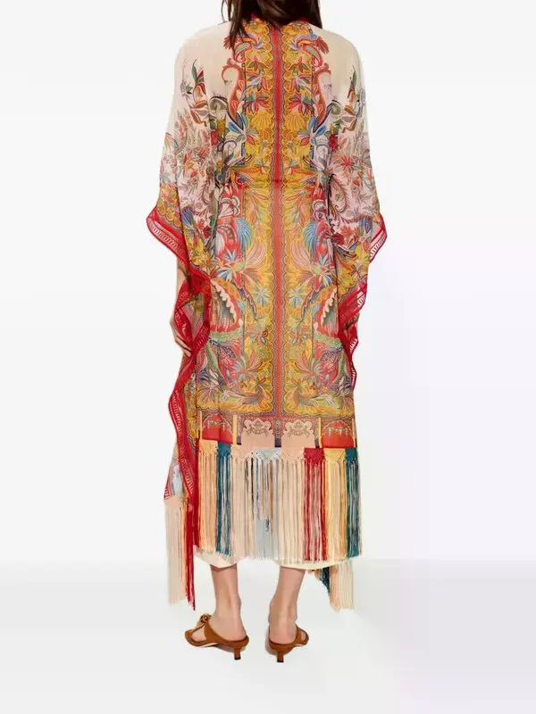 Etro Paisley-print Fringed Midi Dress - White