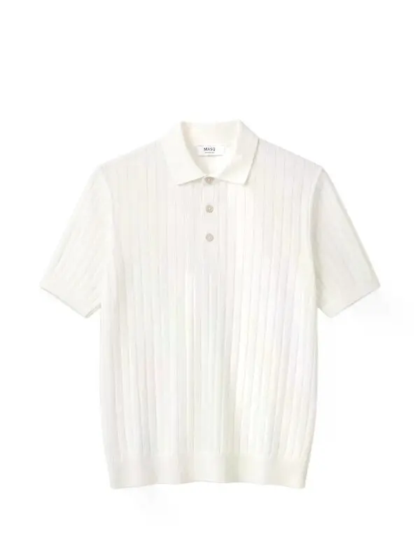 MASQ Ribbed-knit Polo Shirt