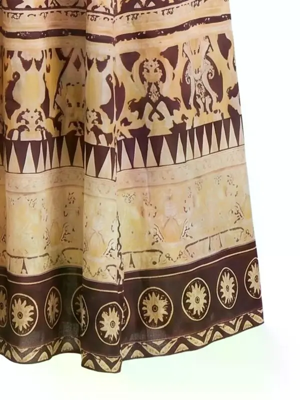 MARIA CHER Abstract Print Smocked Midi Dress