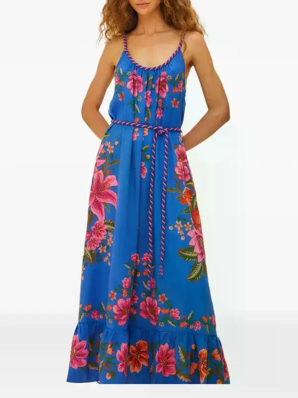 Farm Rio Floral Print Maxi Dress With Rope Detail