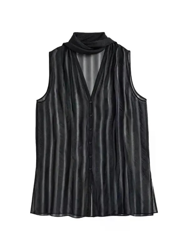 CORTANA Striped Scarf-detail Sleeveless Top