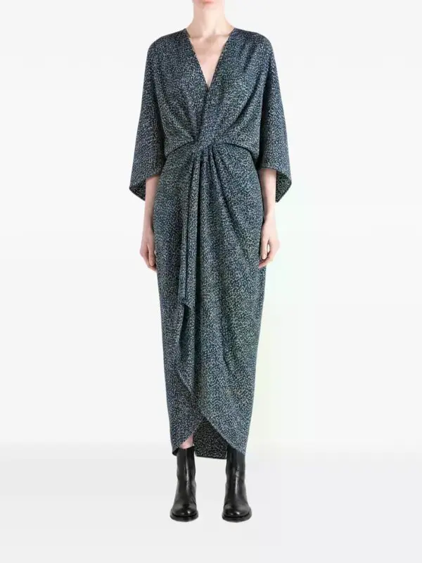 CORTANA Astra Print Draped Dress - Blue