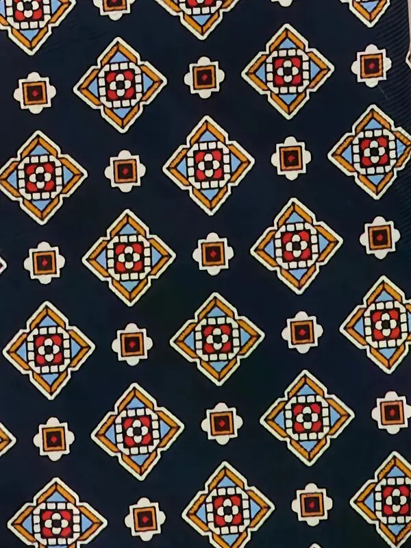 Kiton Geometric Print Silk Tie - Blue