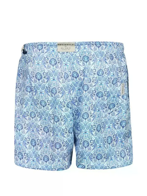 PENINSULA SWIMWEAR Paisley Print Drawstring Swim Shorts - Blue