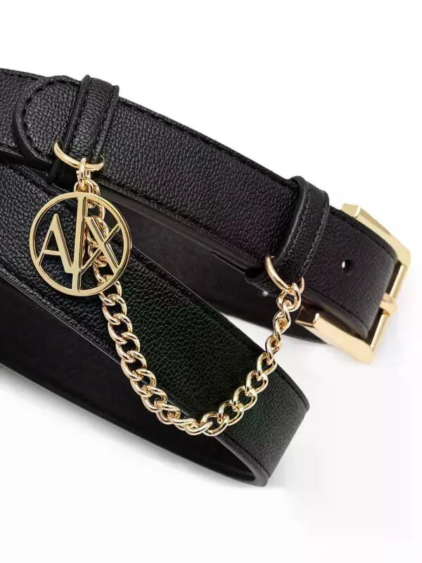 Armani Exchange Logo Charm Chain Detail Belt