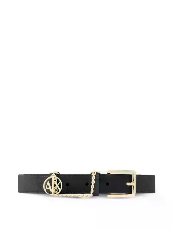 Armani Exchange Logo Charm Chain Detail Belt