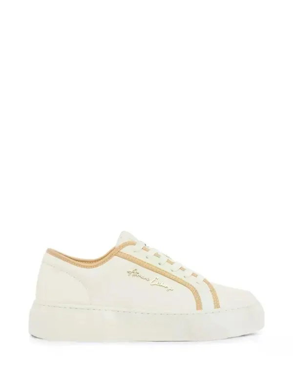 Armani Exchange Logo-plaque Lace-up Sneakers - White