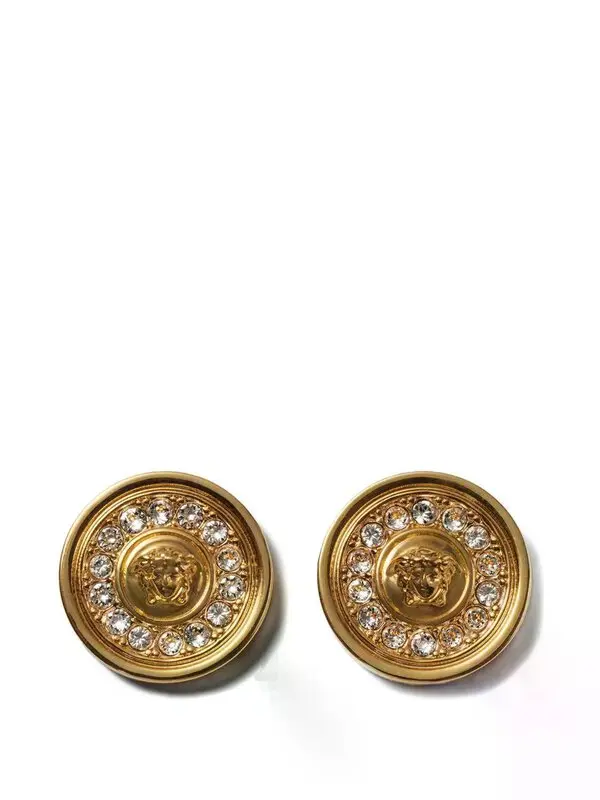 Versace Medusa Crystal Stud Earrings - Gold
