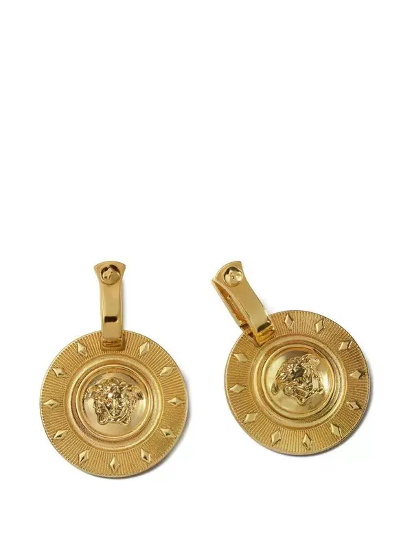 Versace Medusa Coin Drop Earrings - Gold