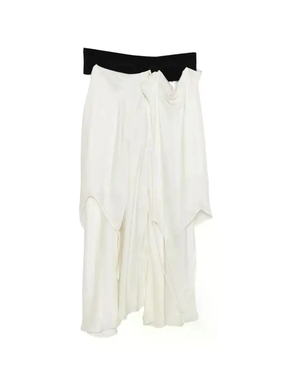 ALAINPAUL Asymmetric Midi Skirt With Draped Logo Waistband - Neutrals