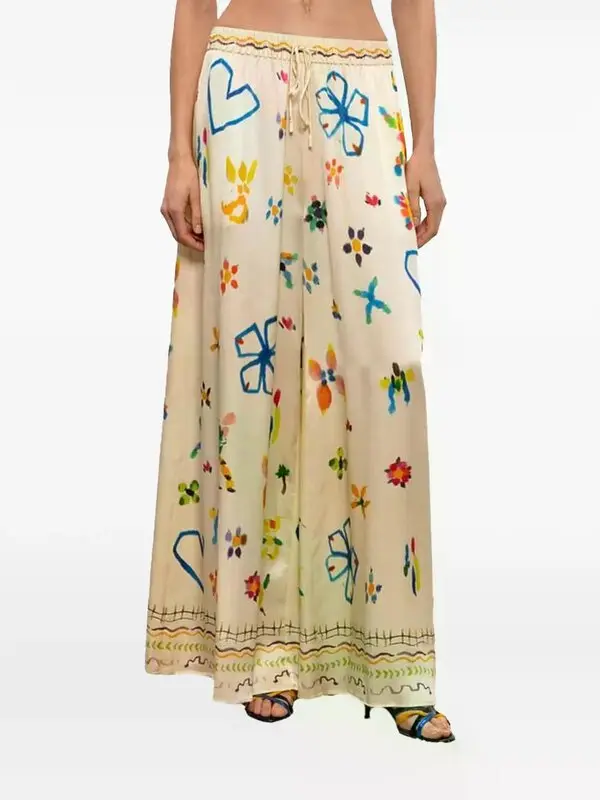 ALEMAIS Sidi Silk Graphic Print Trousers