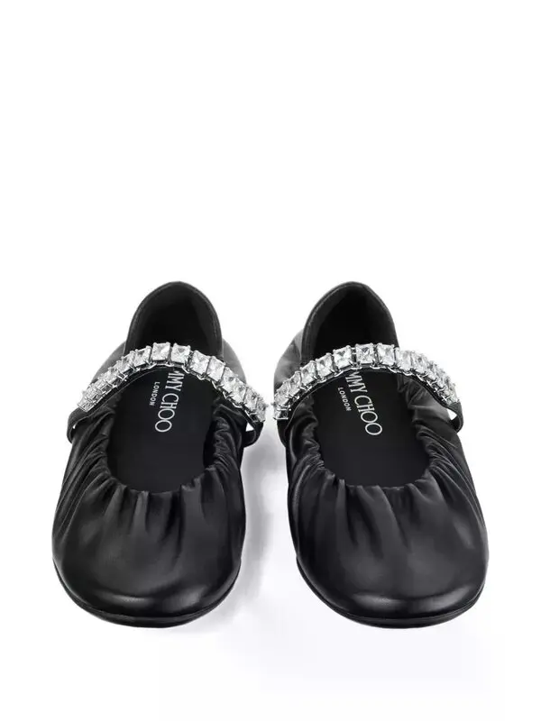 JIMMY CHOO Jade Crystal-embellished Ballet Flats