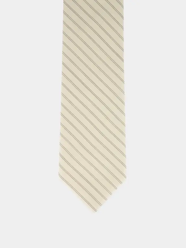 Auralee Ivory Stripe Wool Tie