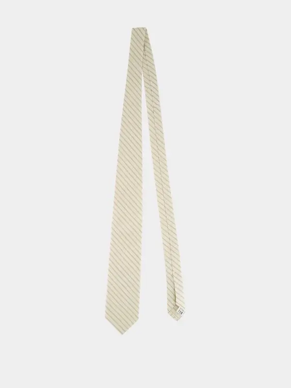 Auralee Ivory Stripe Wool Tie