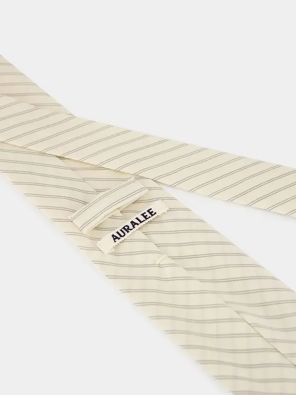 Auralee Ivory Stripe Wool Tie
