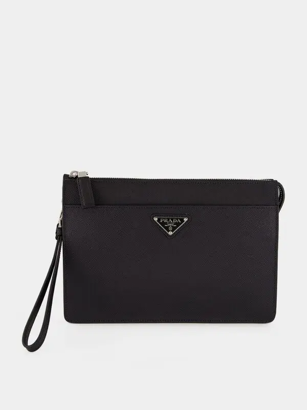 Prada Saffiano Leather Pouch - Black