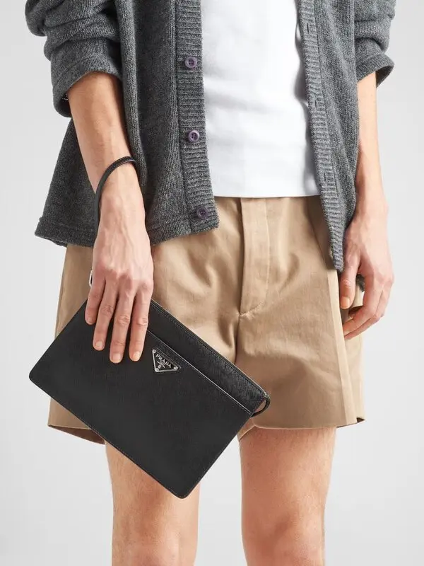 Prada Saffiano Leather Pouch - Black