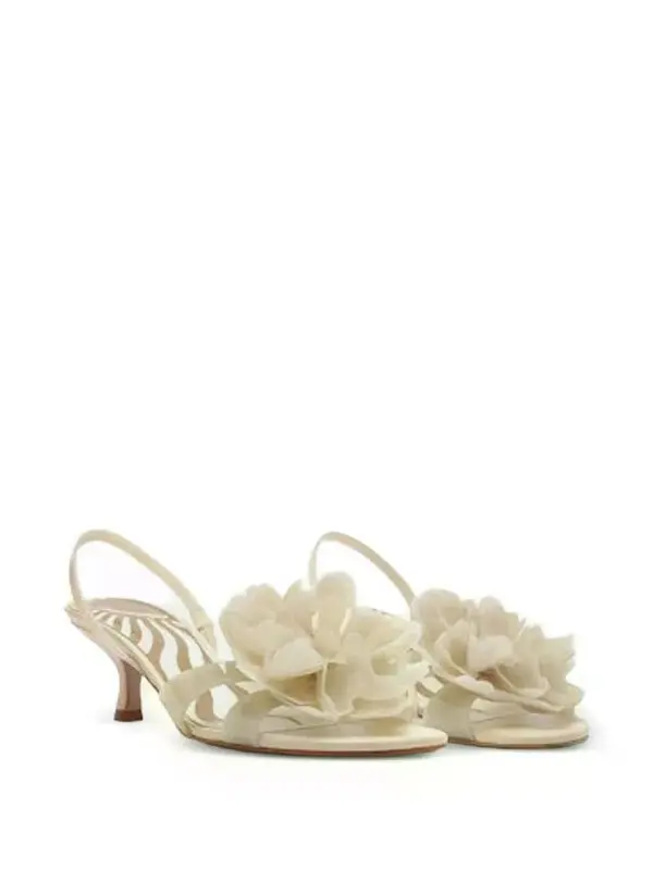 Farm Rio Floral Appliqué Slingback Sandals