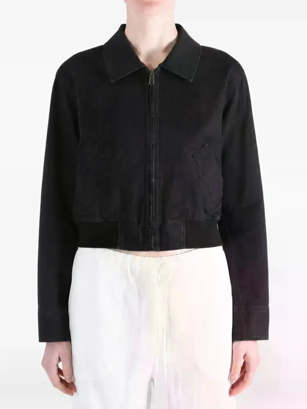 MARGARET HOWELL Cotton Zip-up Cropped Jacket - Blue