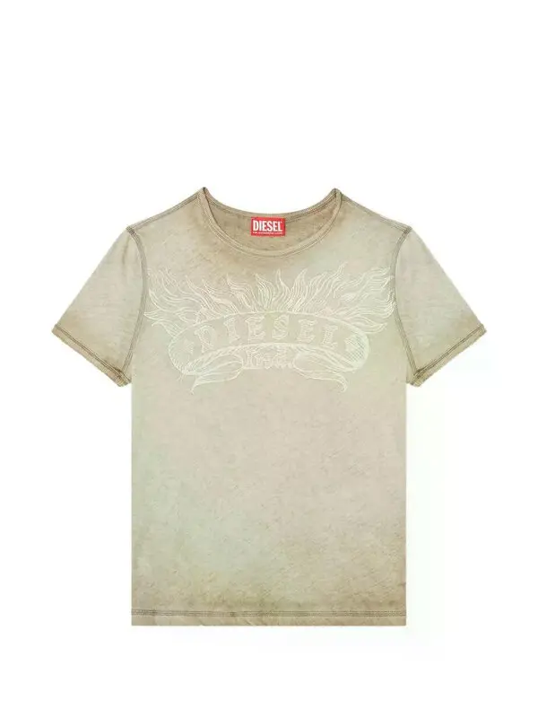 DIESEL® Graphic Print Logo Patch T-shirt - Neutrals