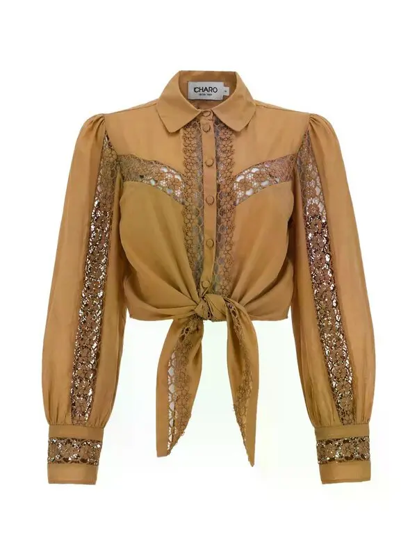 Charo Ruiz Ibiza Cropped Shirt - Neutrals